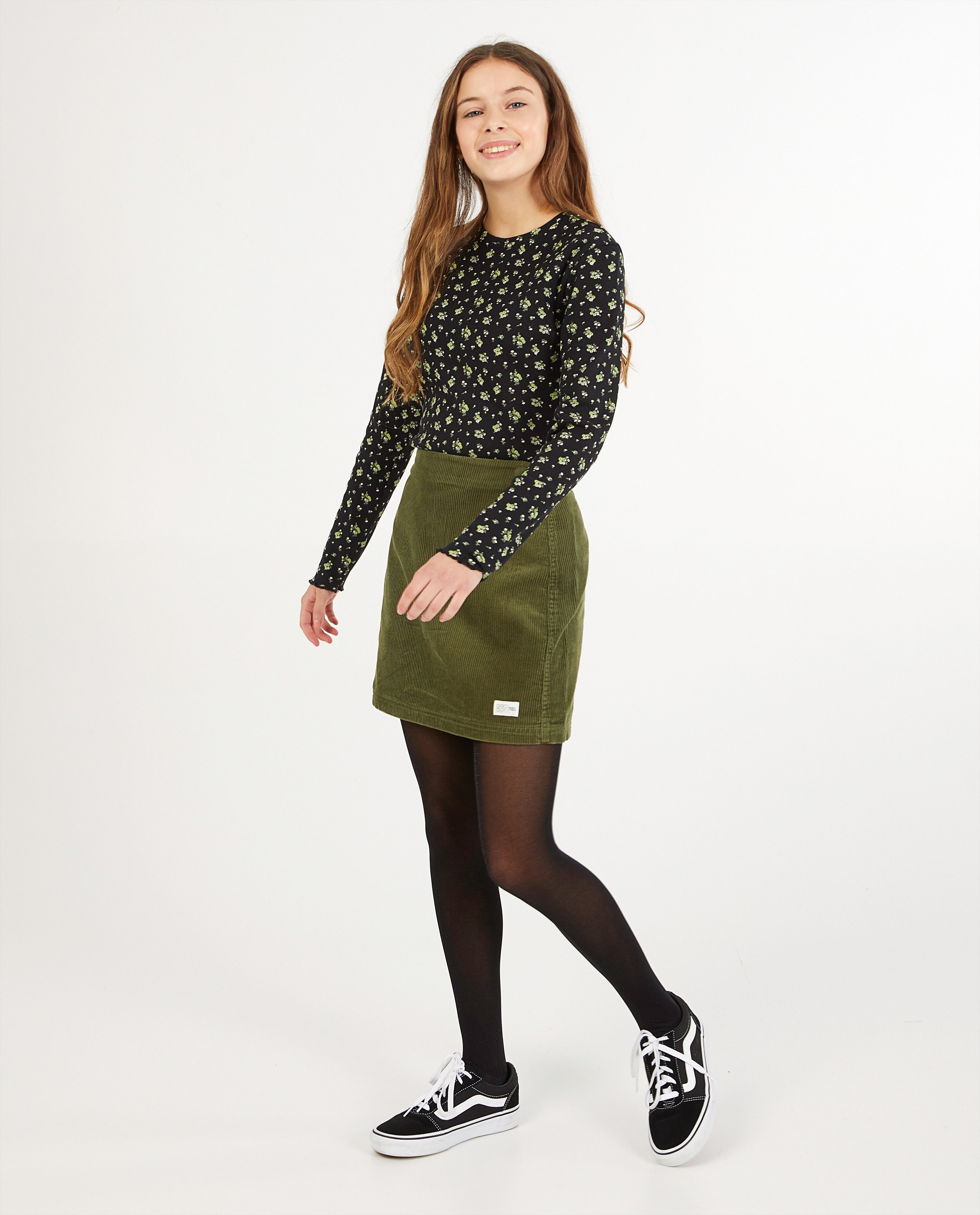 Groene rok van ribfluweel