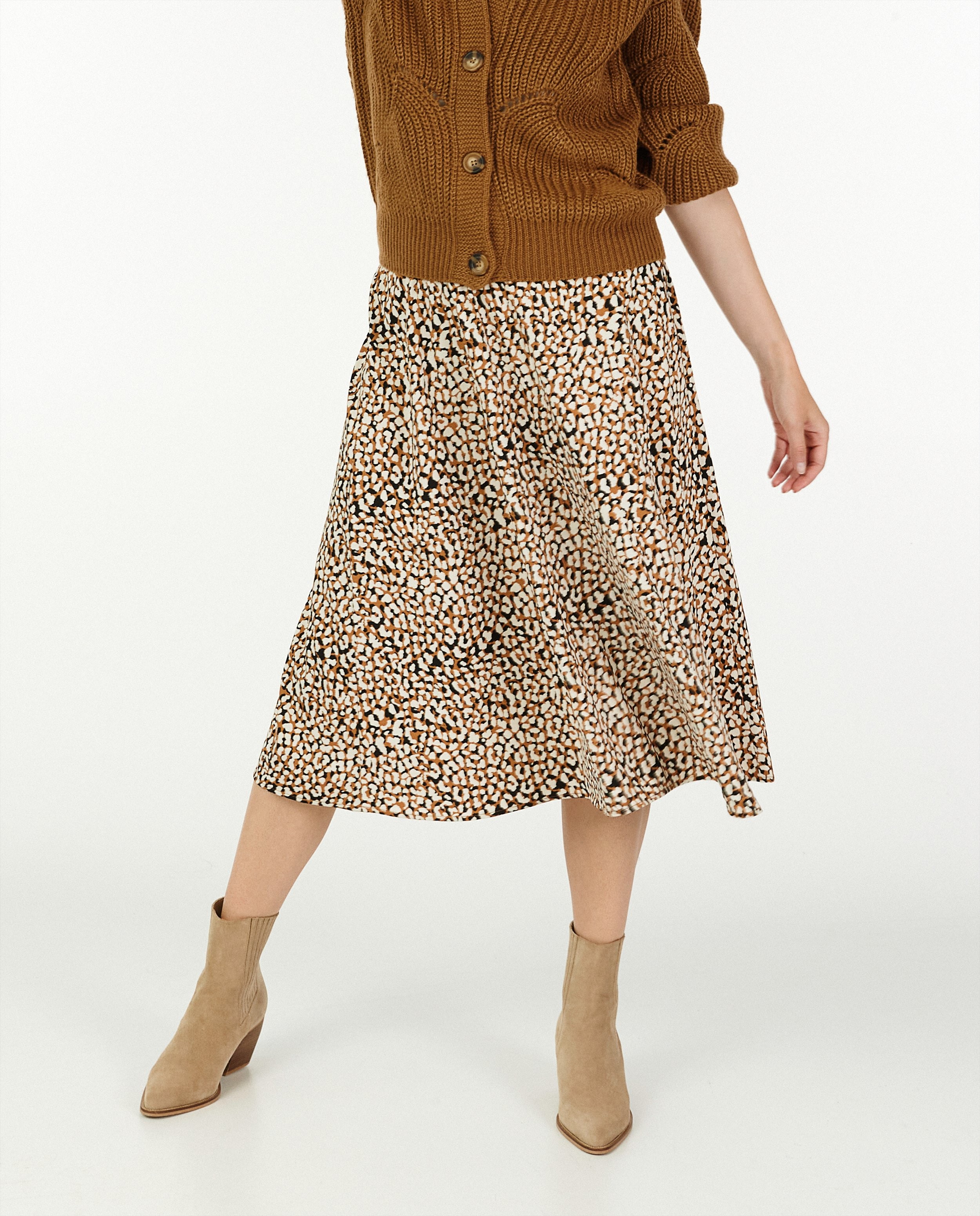 Rok met bruine en witte print