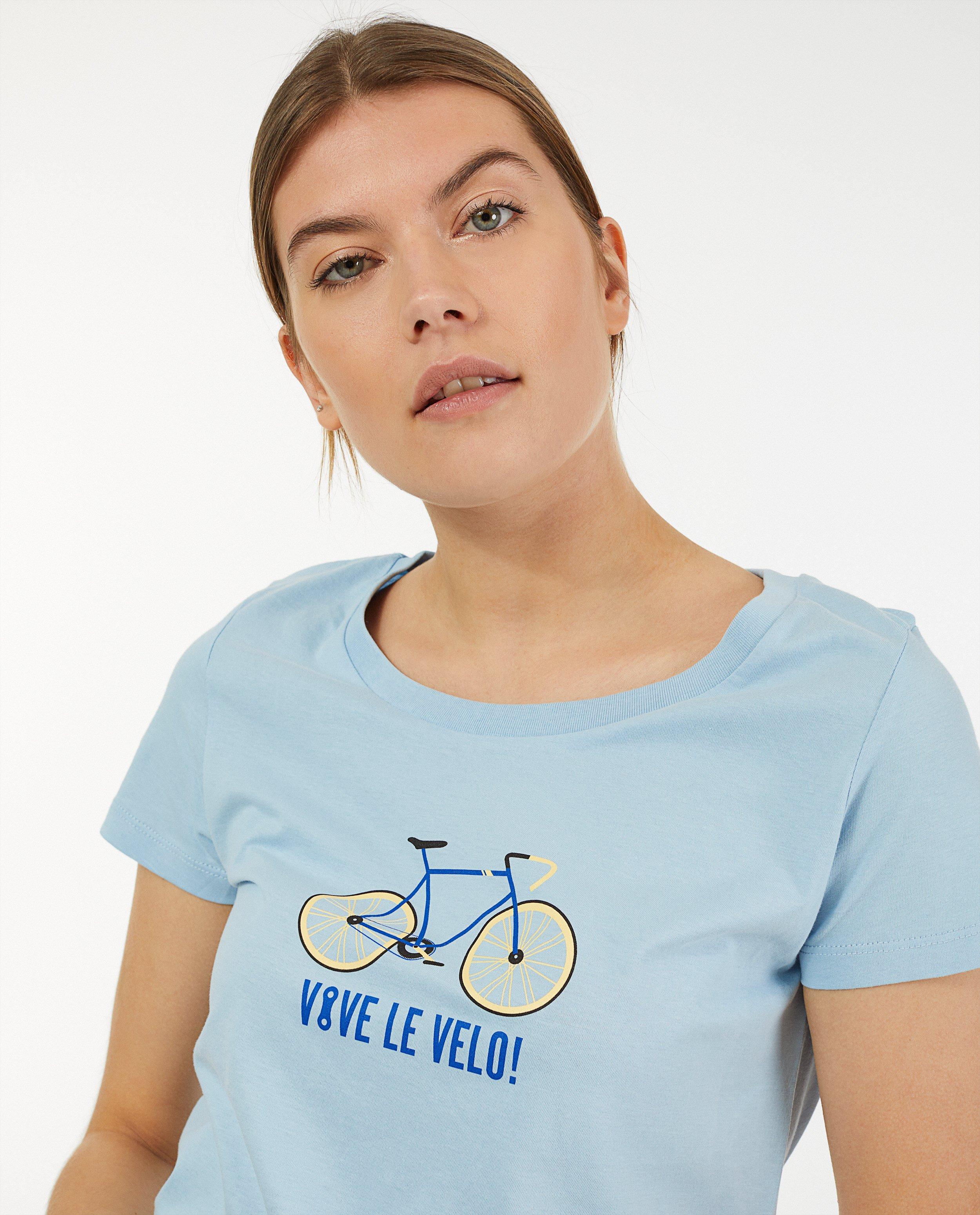Blauw T-shirt met print Vive le vélo