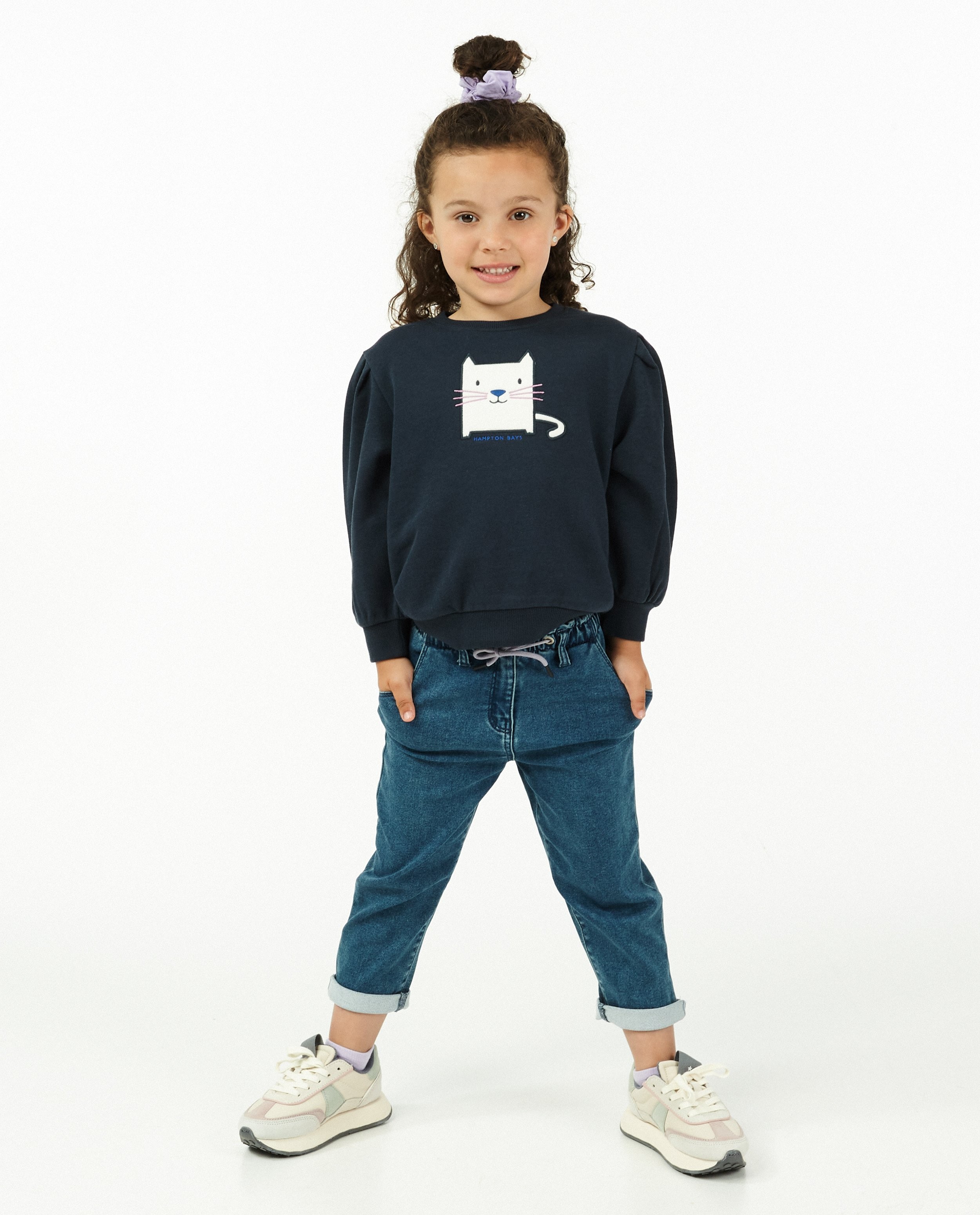 Blauwe sweater met kat Hampton Bays met brushed fleece Hampton Bays ...