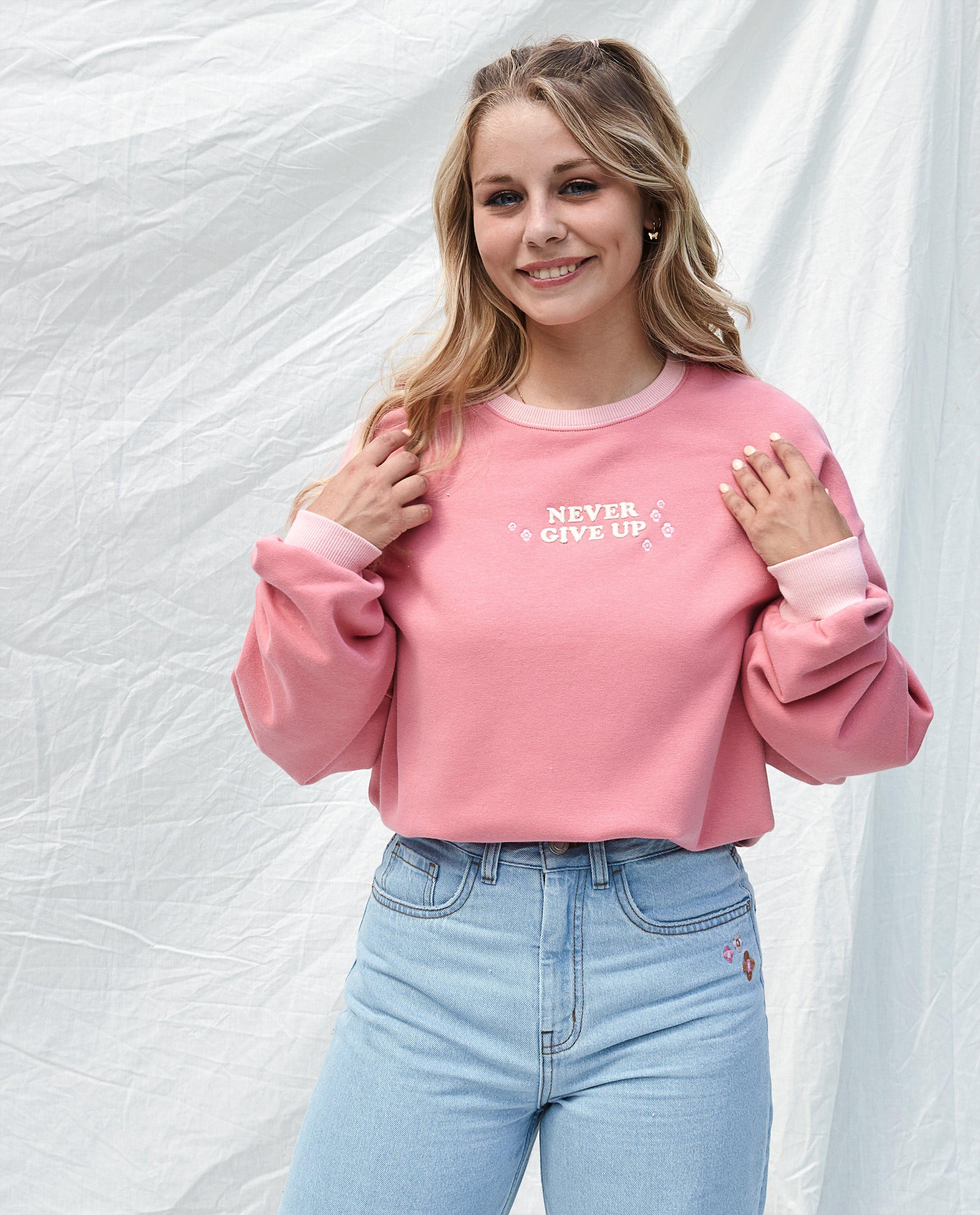 Roze sweater met opschrift Steffi Mercie | JBC België België