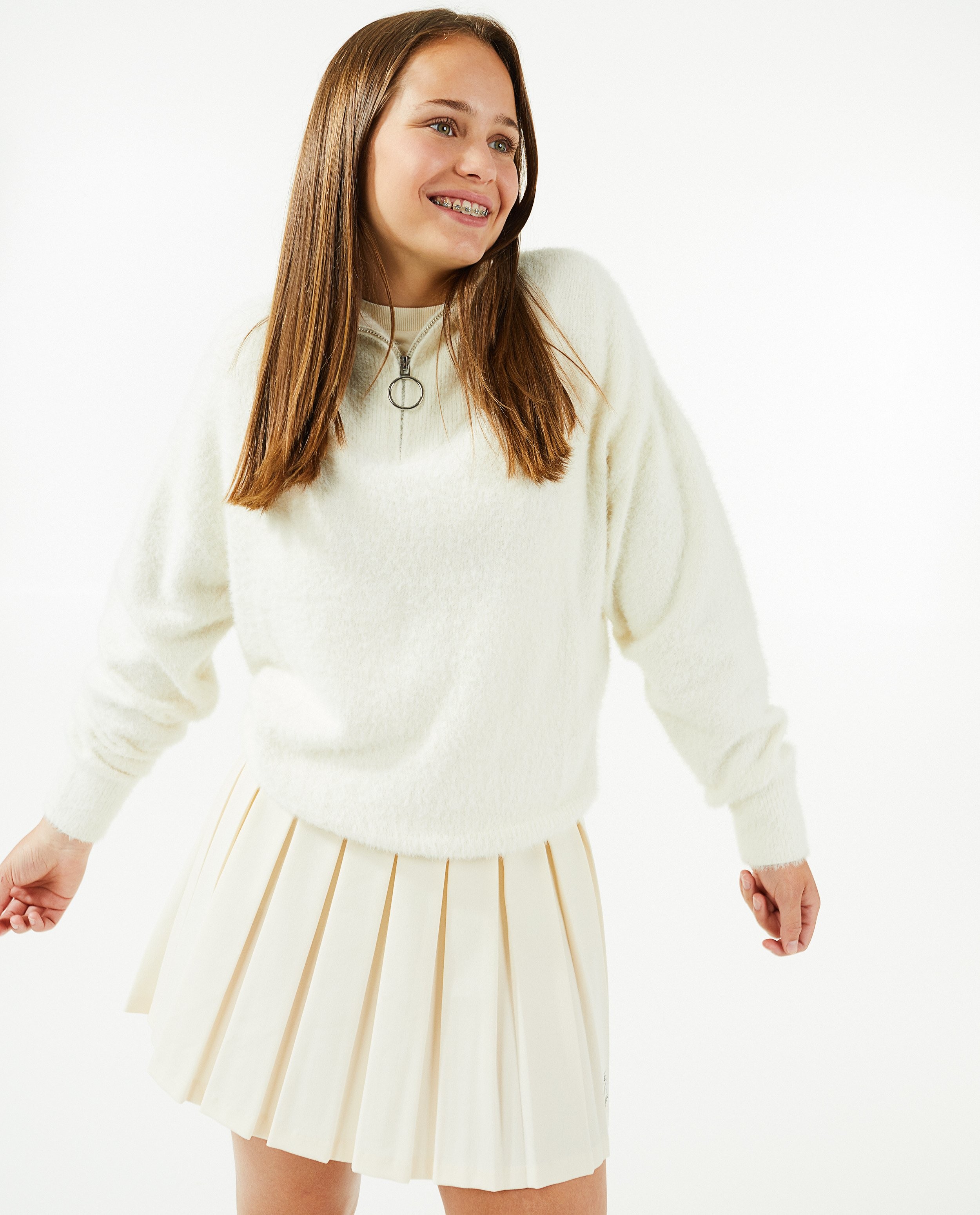Witte trui met korte rits