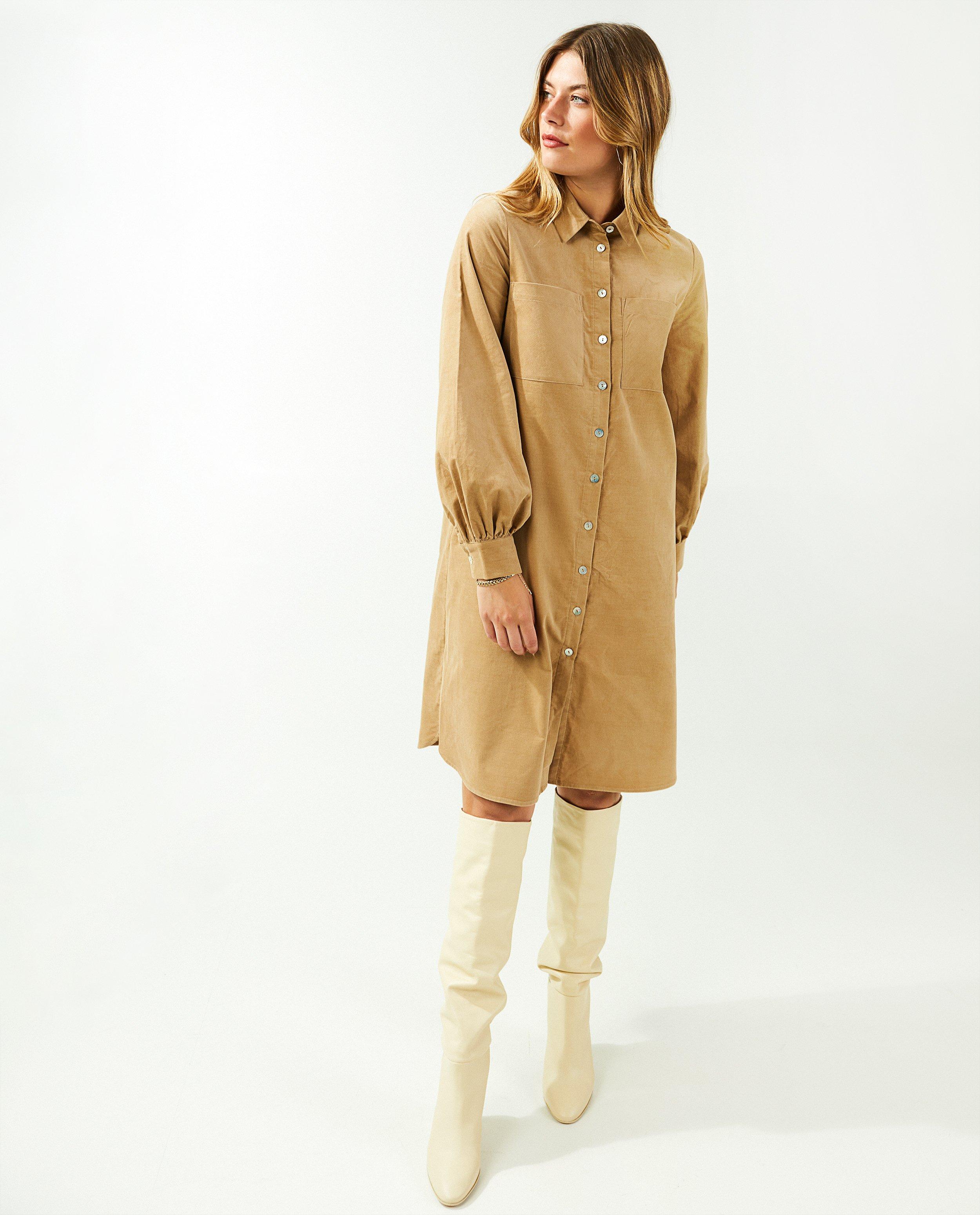 Beige hemdjurk