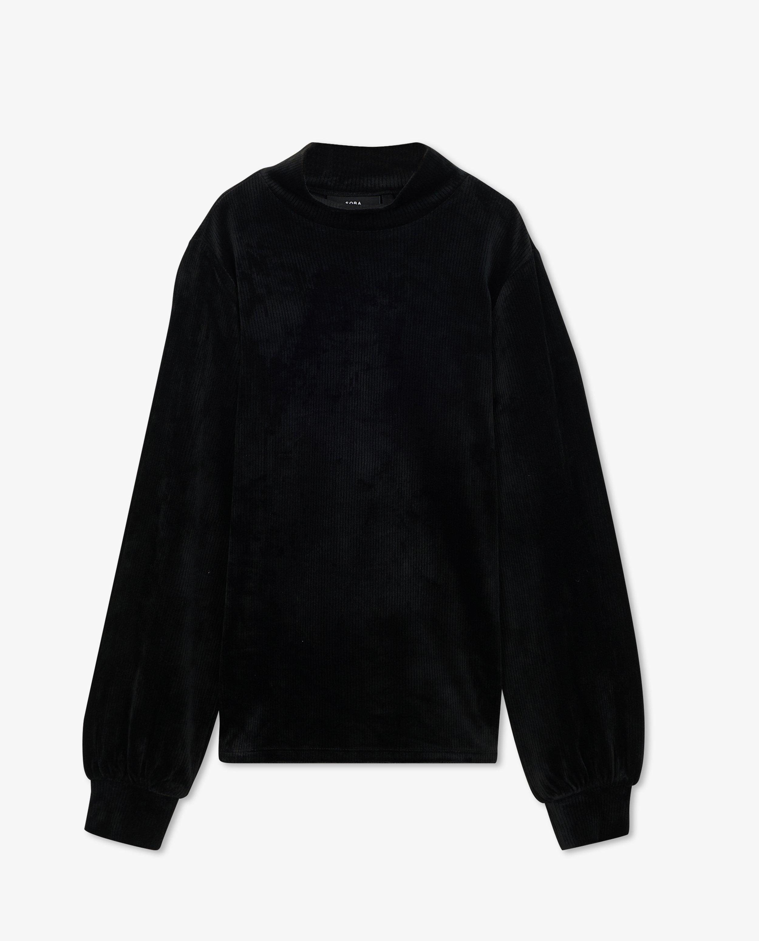 Zwarte longsleeve van ribfluweel Sora | JBC België
