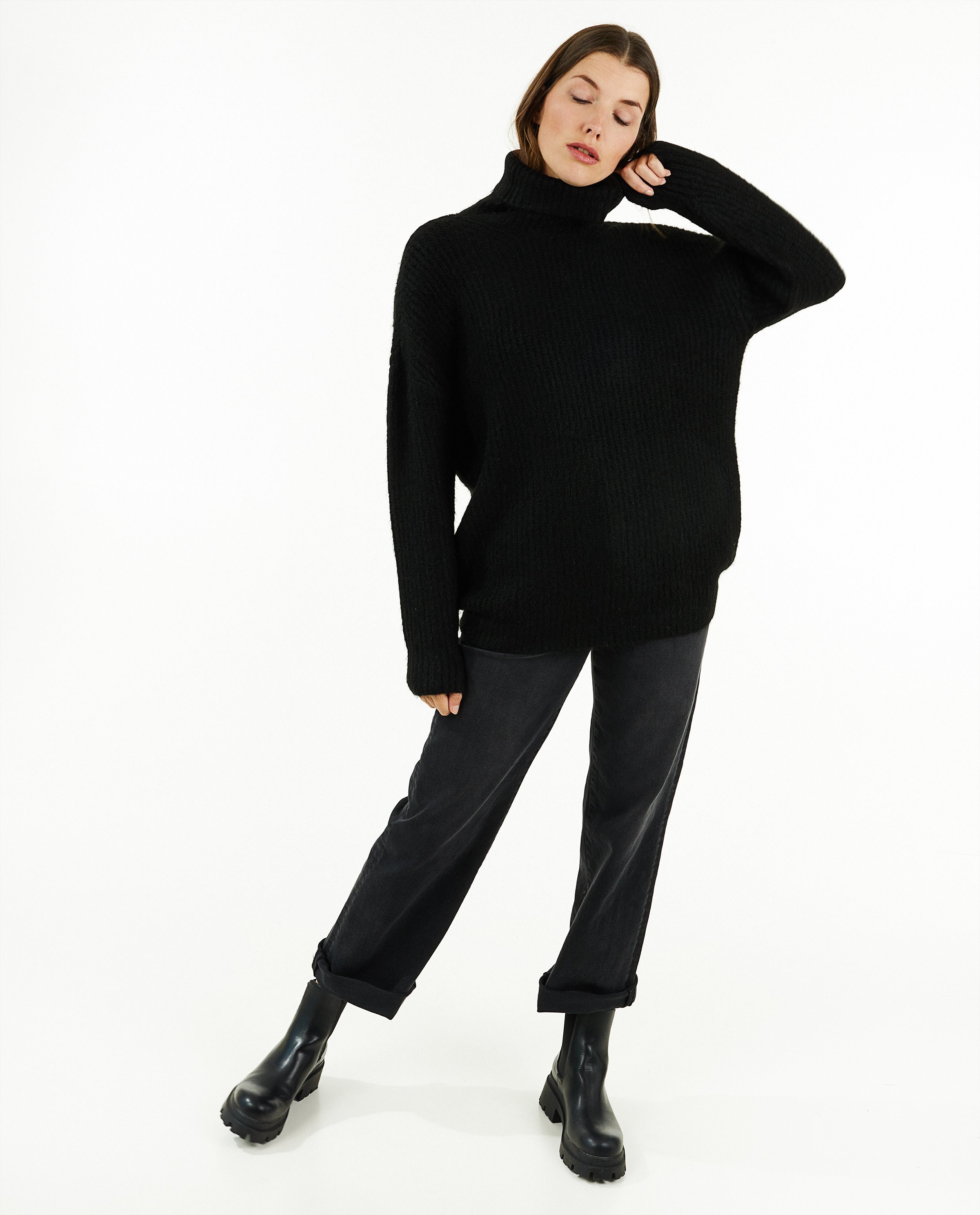 Zwarte coltrui met rib Sora | JBC België