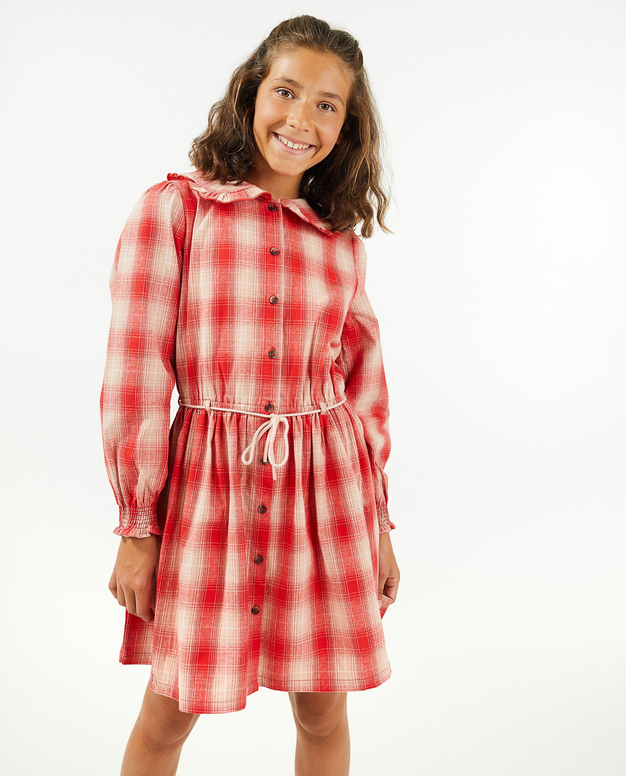 Rode jurk met ruiten