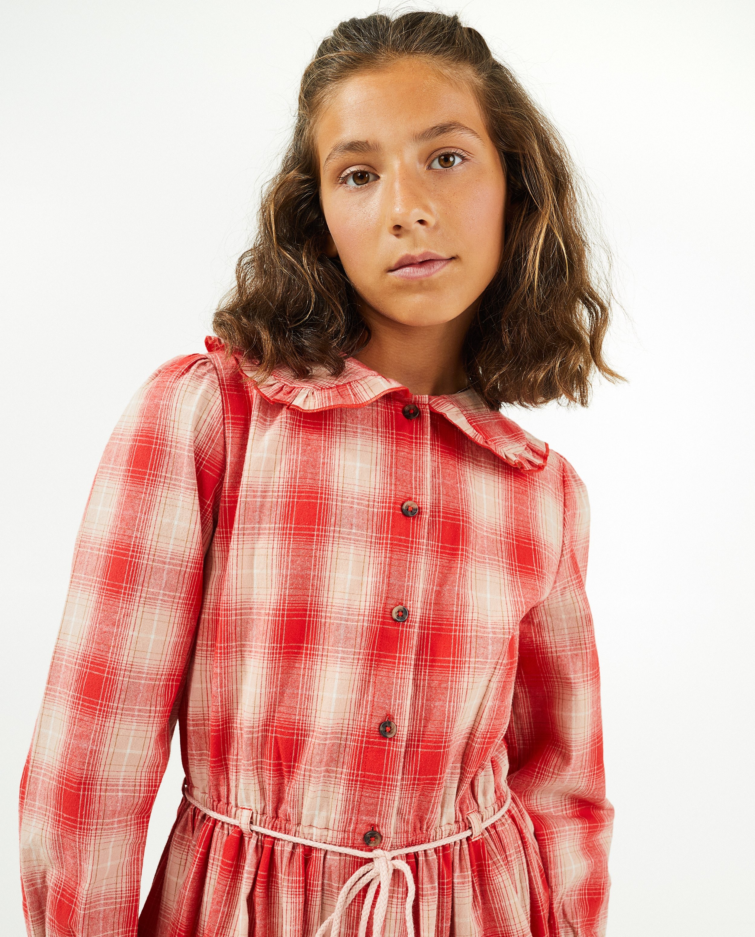 Rode jurk met ruiten