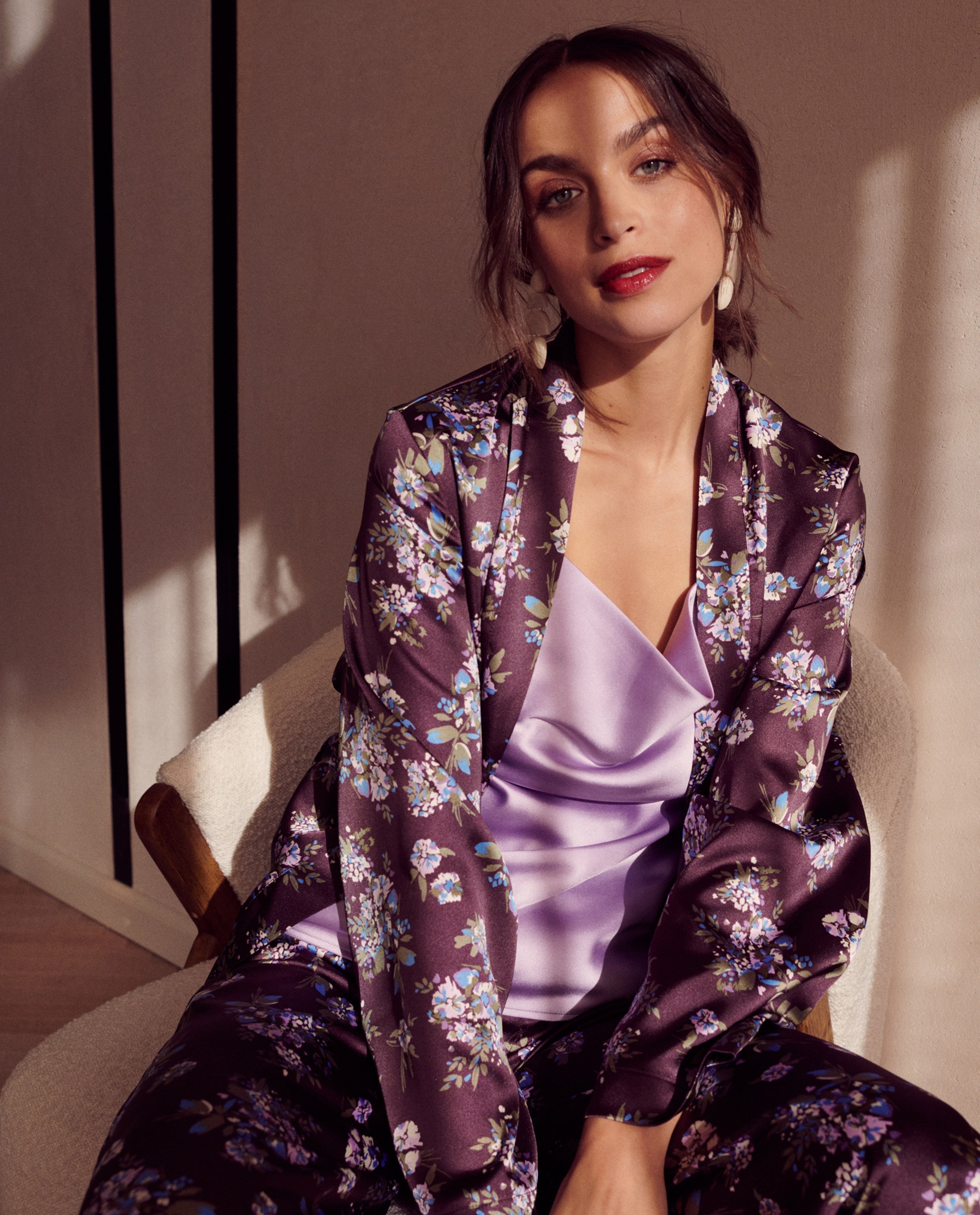 Paarse kimono met print