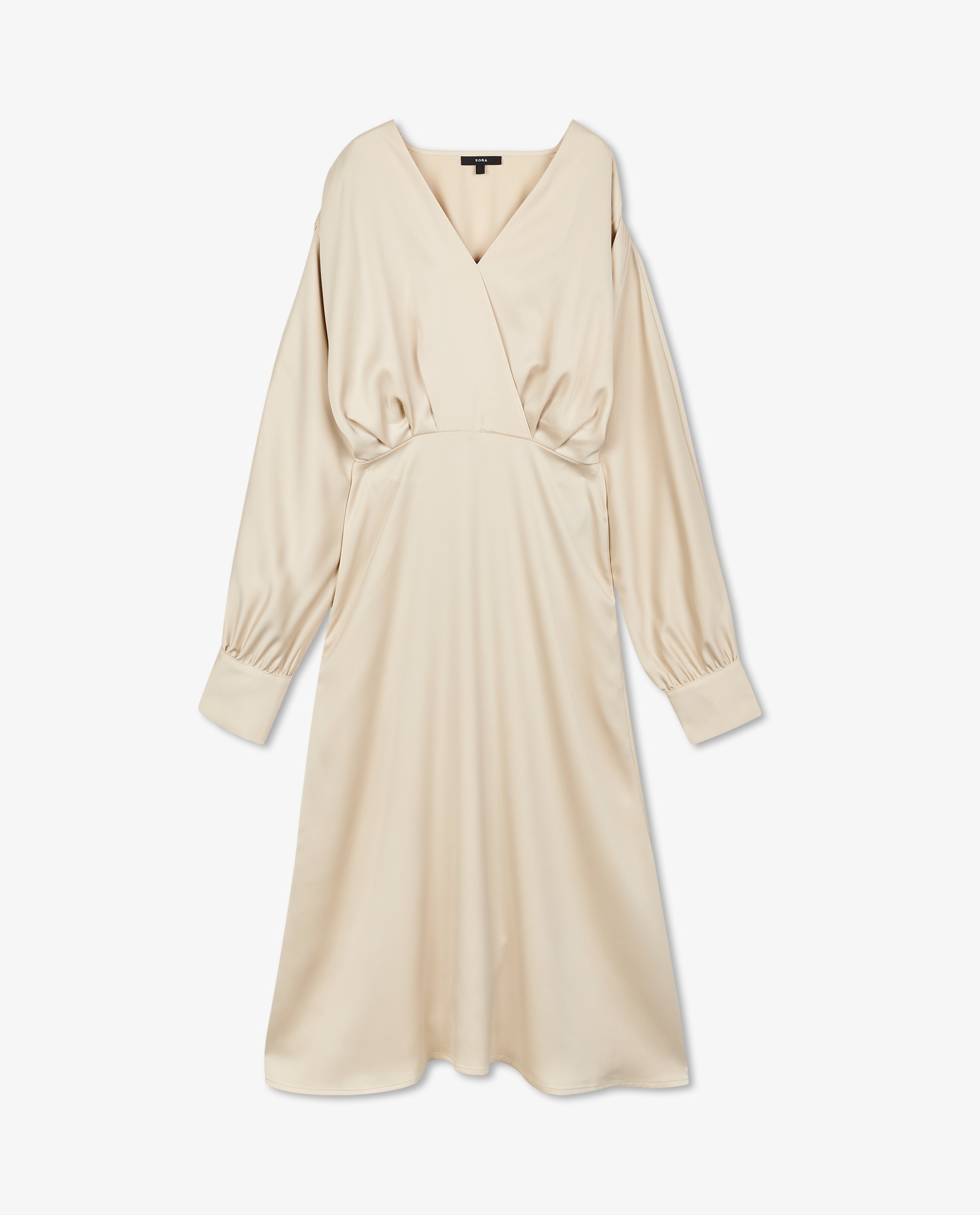 Beige jurk van satijn Sora | JBC België