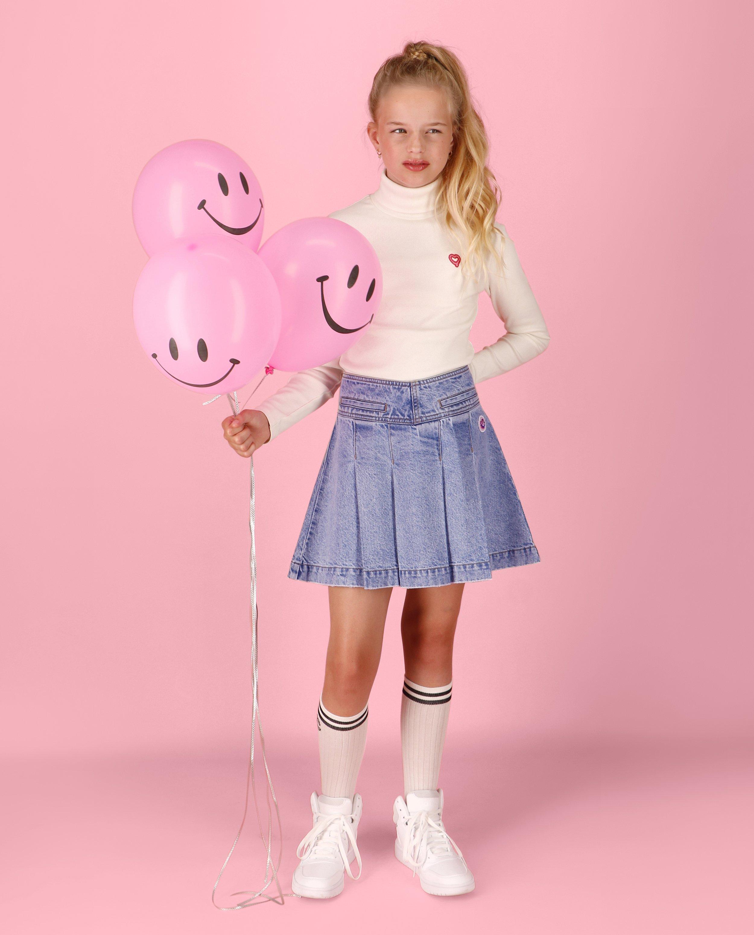Witte longsleeve met rib, 4-14 jaar