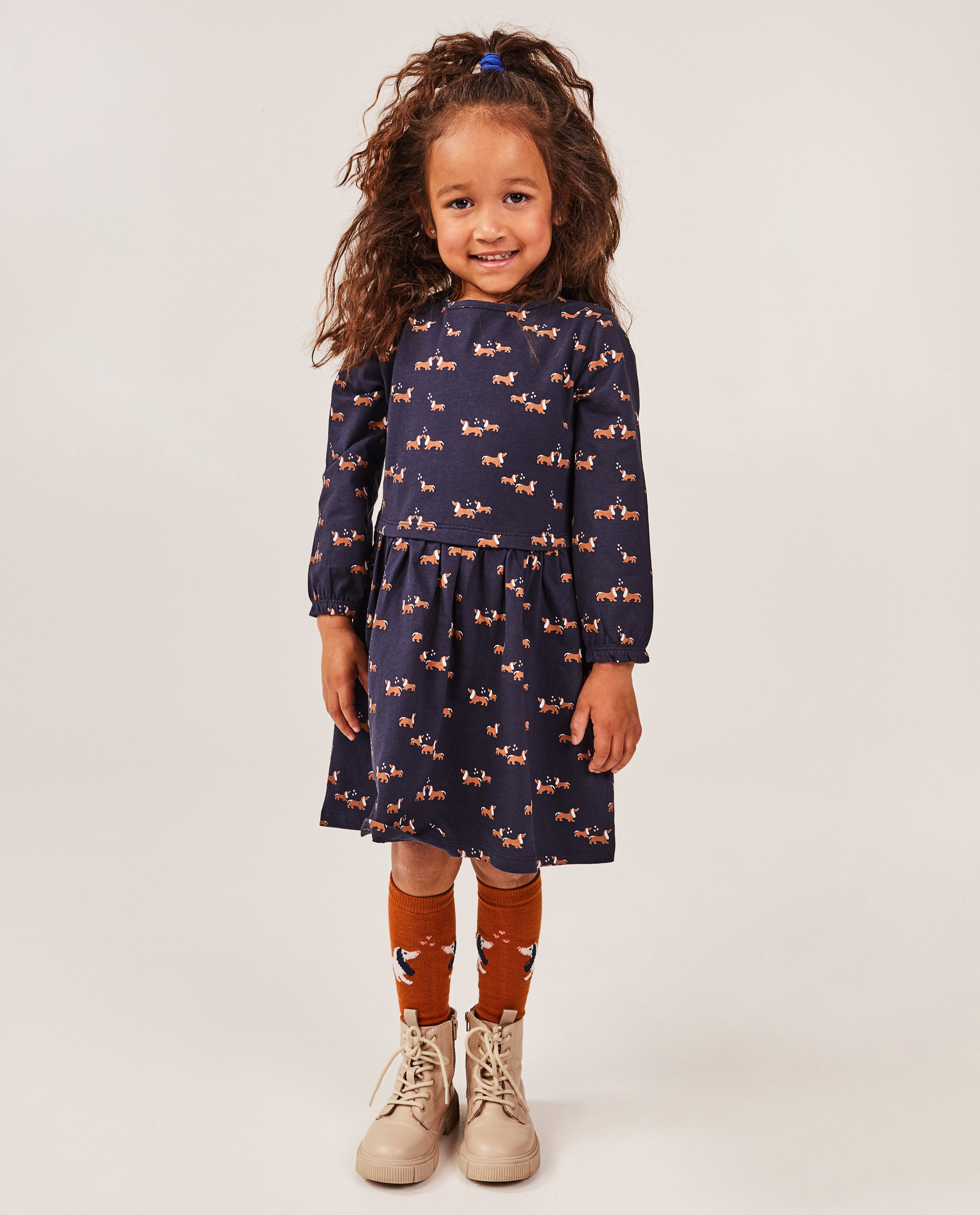 Donkerblauwe jurk met hondenprint Besties | JBC België België