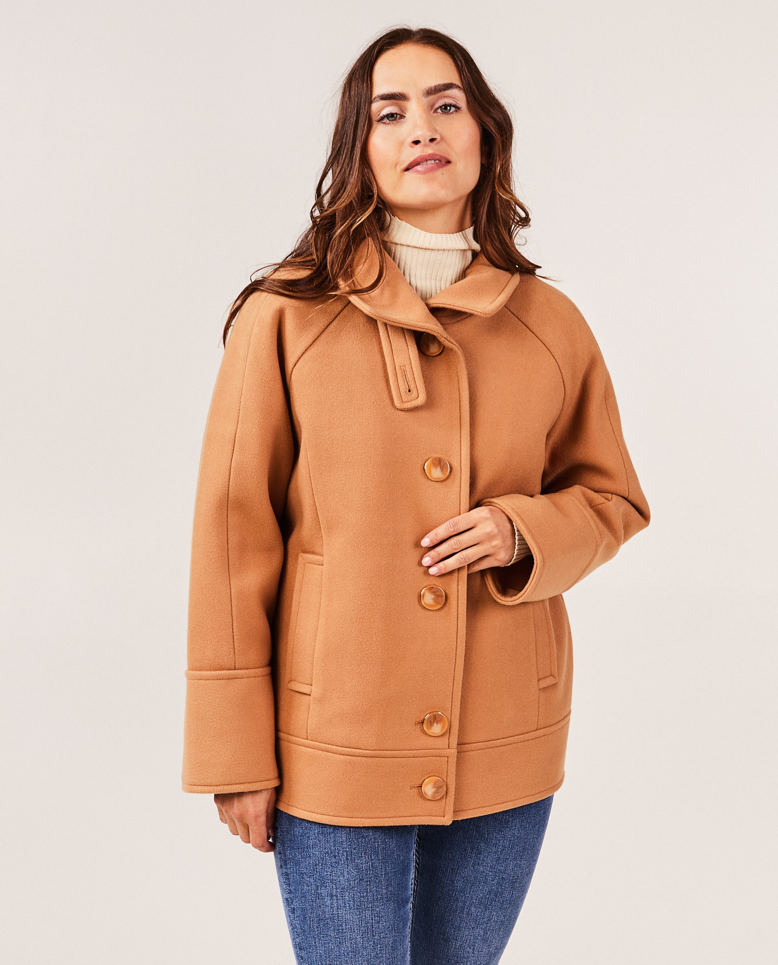 Bruine jas met opstaande kraag Sora | JBC België België