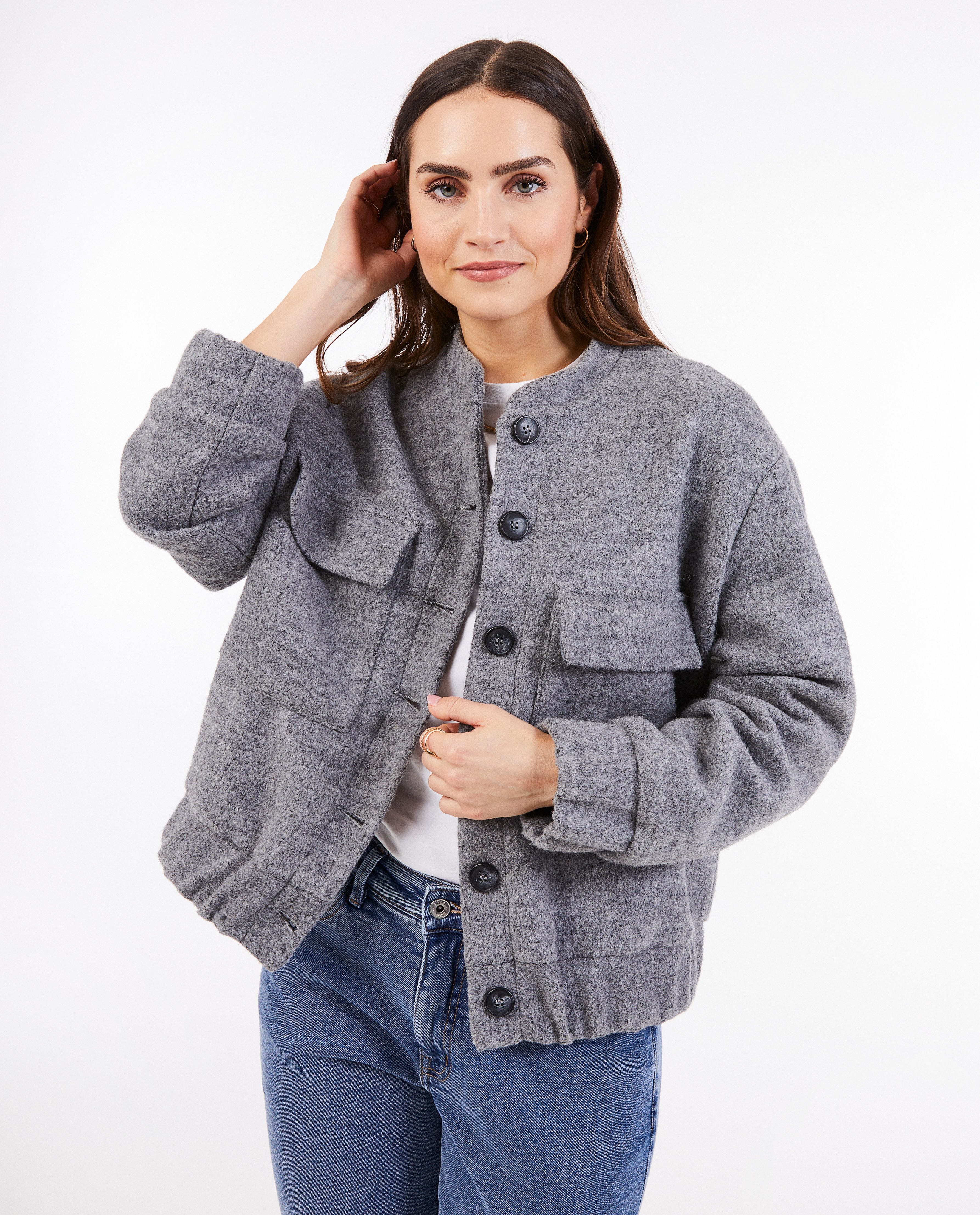 Veste grise en laine mélangée Sora | JBC Belgique Belgique